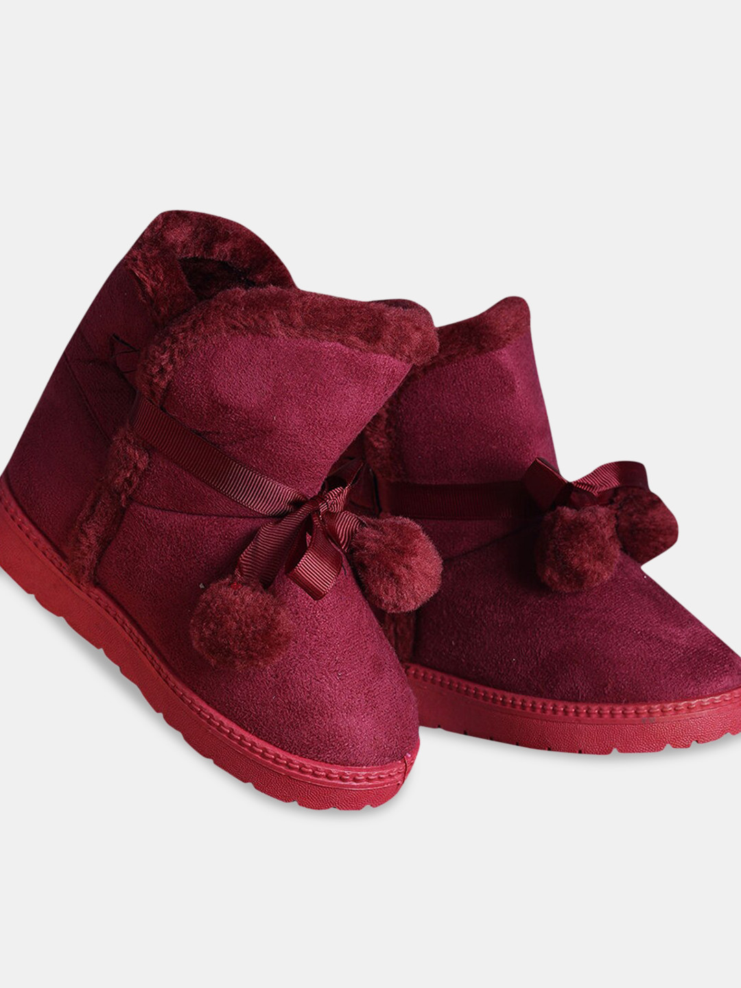 Buy Hopscotch Girls Red Solid Suede Ankle Length Regular Boots - Boots ...
