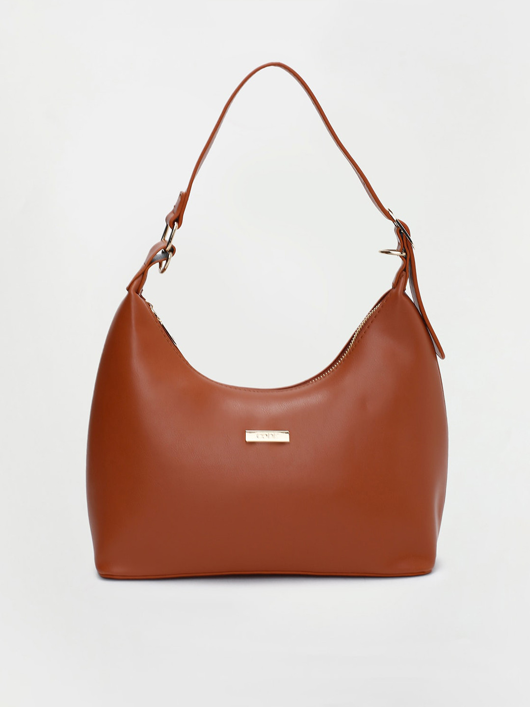 Buy CODE By Lifestyle Women Tan Solid Synthetic Half Moon Hobo Bag ...