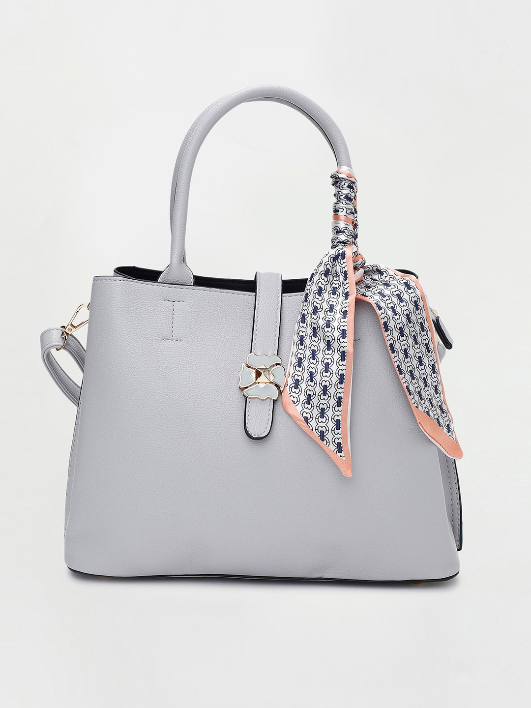 Buy Ginger By Lifestyle Grey Textured Handheld Bag - Handbags for Women ...