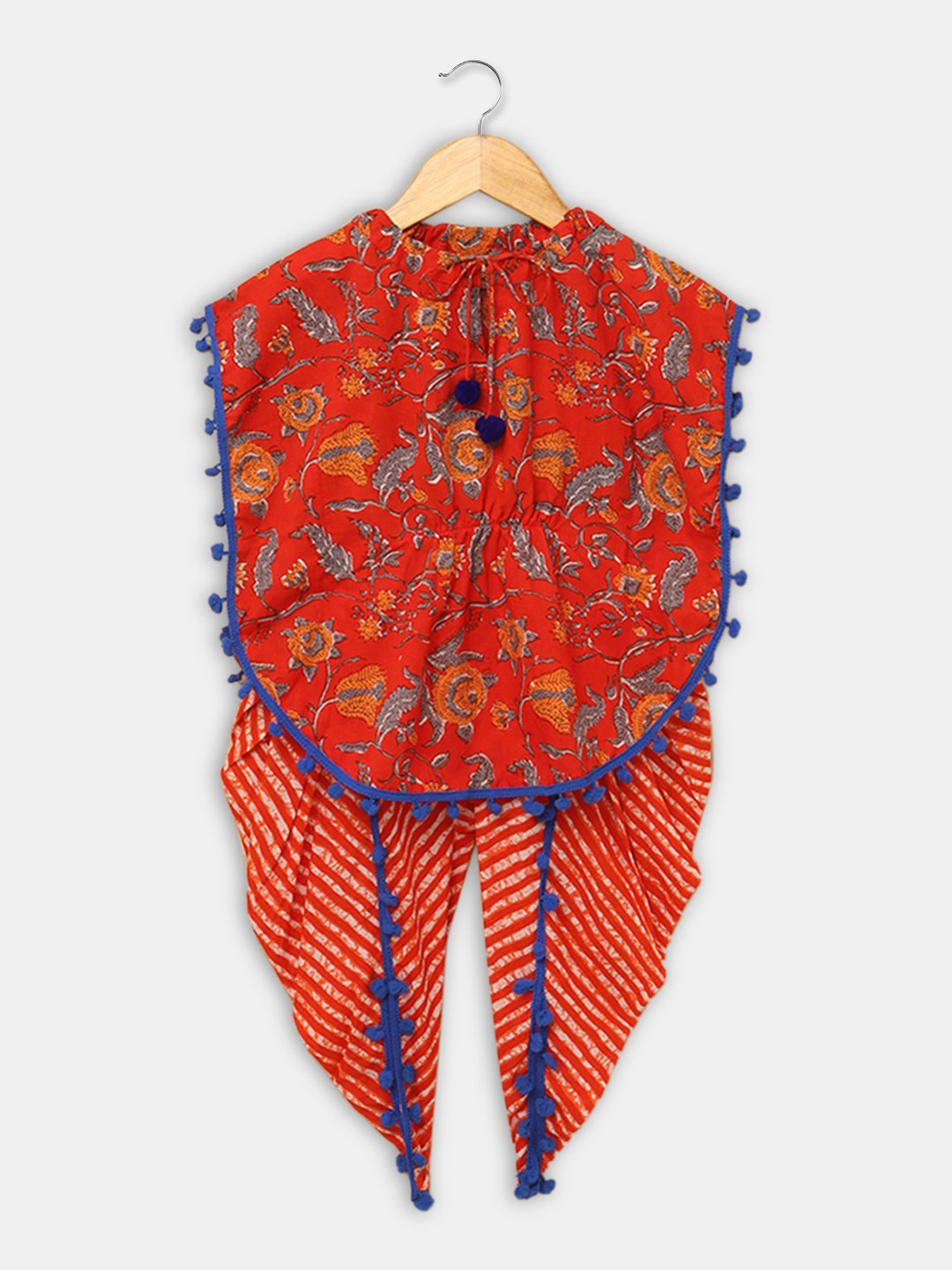 Buy Hopscotch Girls Orange Ethnic Printed Kurta With Dhoti Pants ...