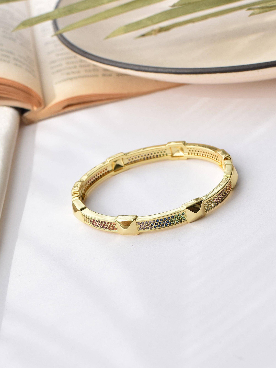 Buy Klissaa Women Gold Toned Brass Gold Plated Bangle Style Bracelet ...