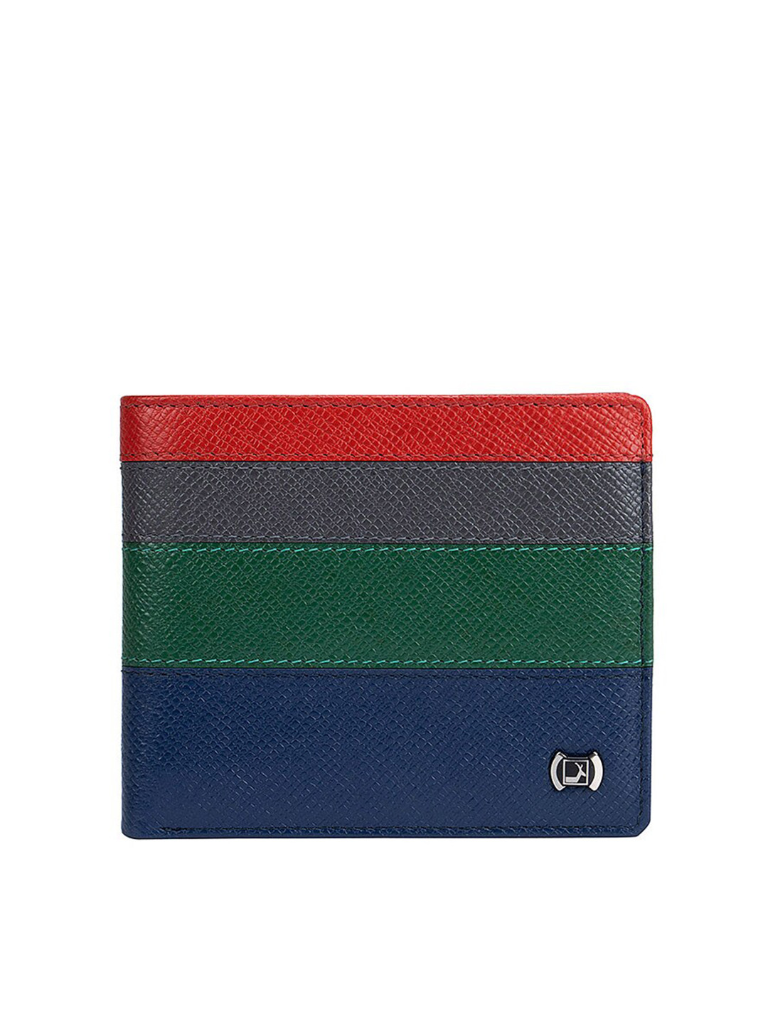 Buy Da Milano Men Blue & Red Colourblocked Leather Two Fold Wallet ...