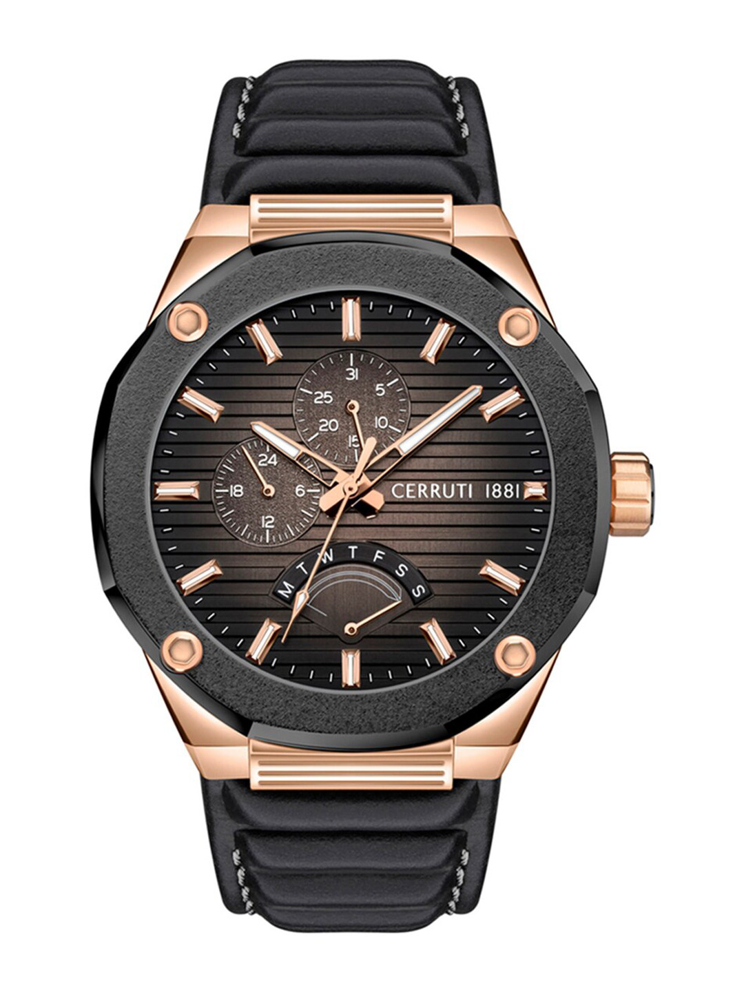 Buy Cerruti 1881 Men Black Skeleton Dial & Black Leather Straps ...