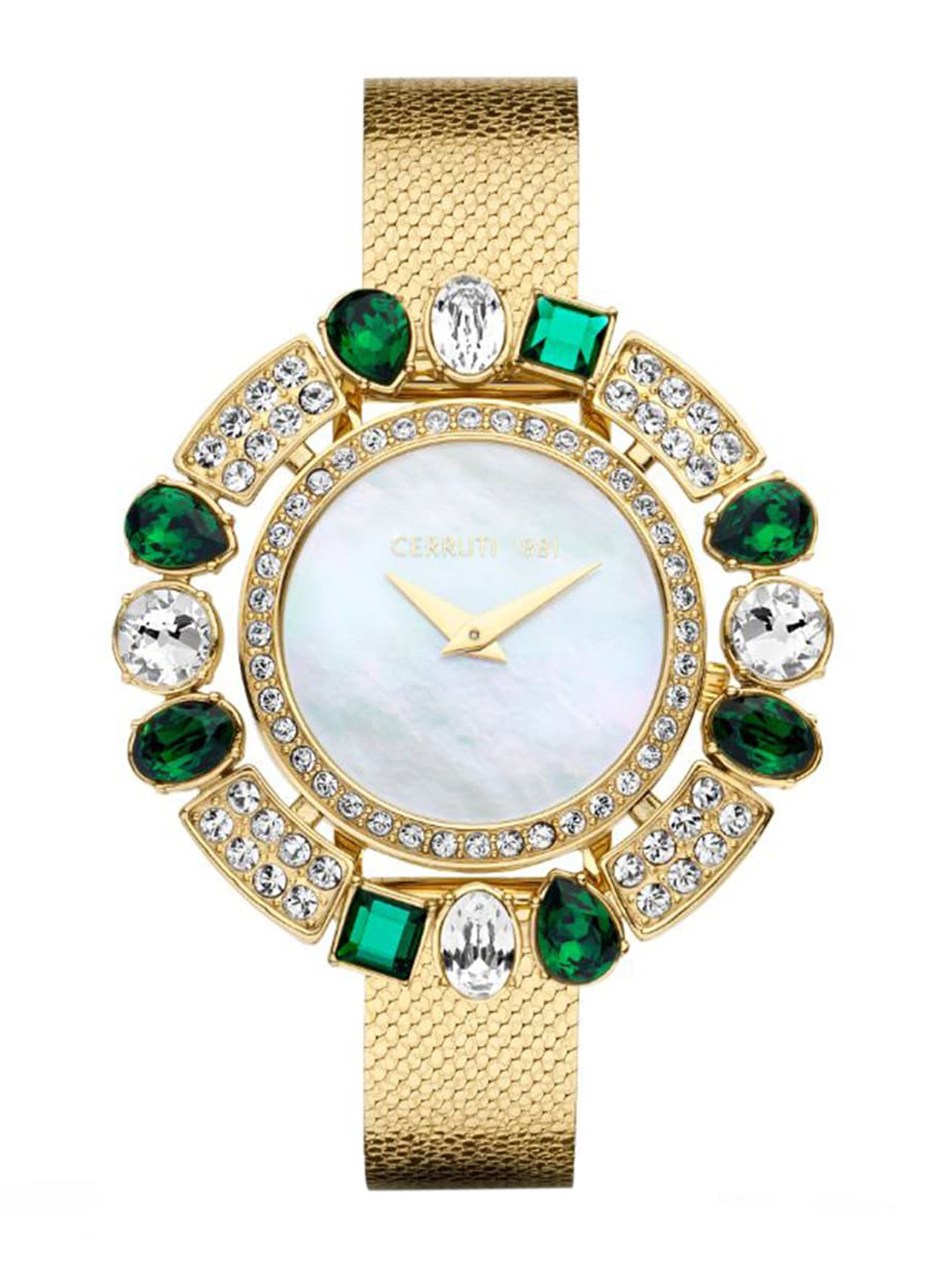 Buy Cerruti 1881 Women White Embellished Dial & Gold Toned Analogue ...