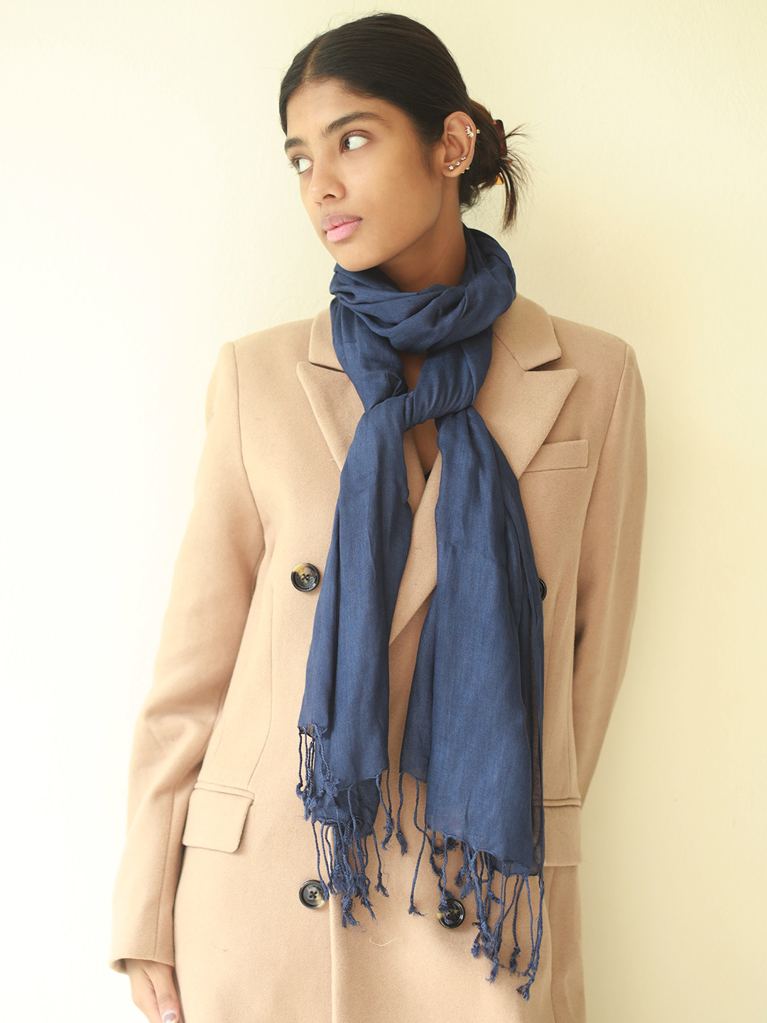 Buy Ayesha Women Navy Blue Modal Scarf - Scarves for Women 20458878 ...