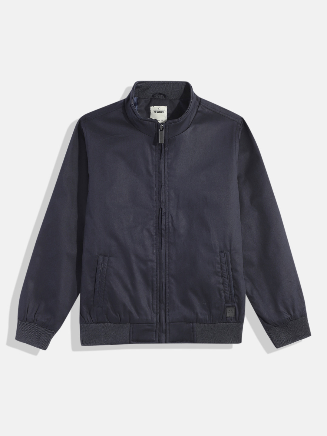 Buy WROGN YOUTH Boys Navy Blue Solid Pure Cotton Bomber Jacket ...