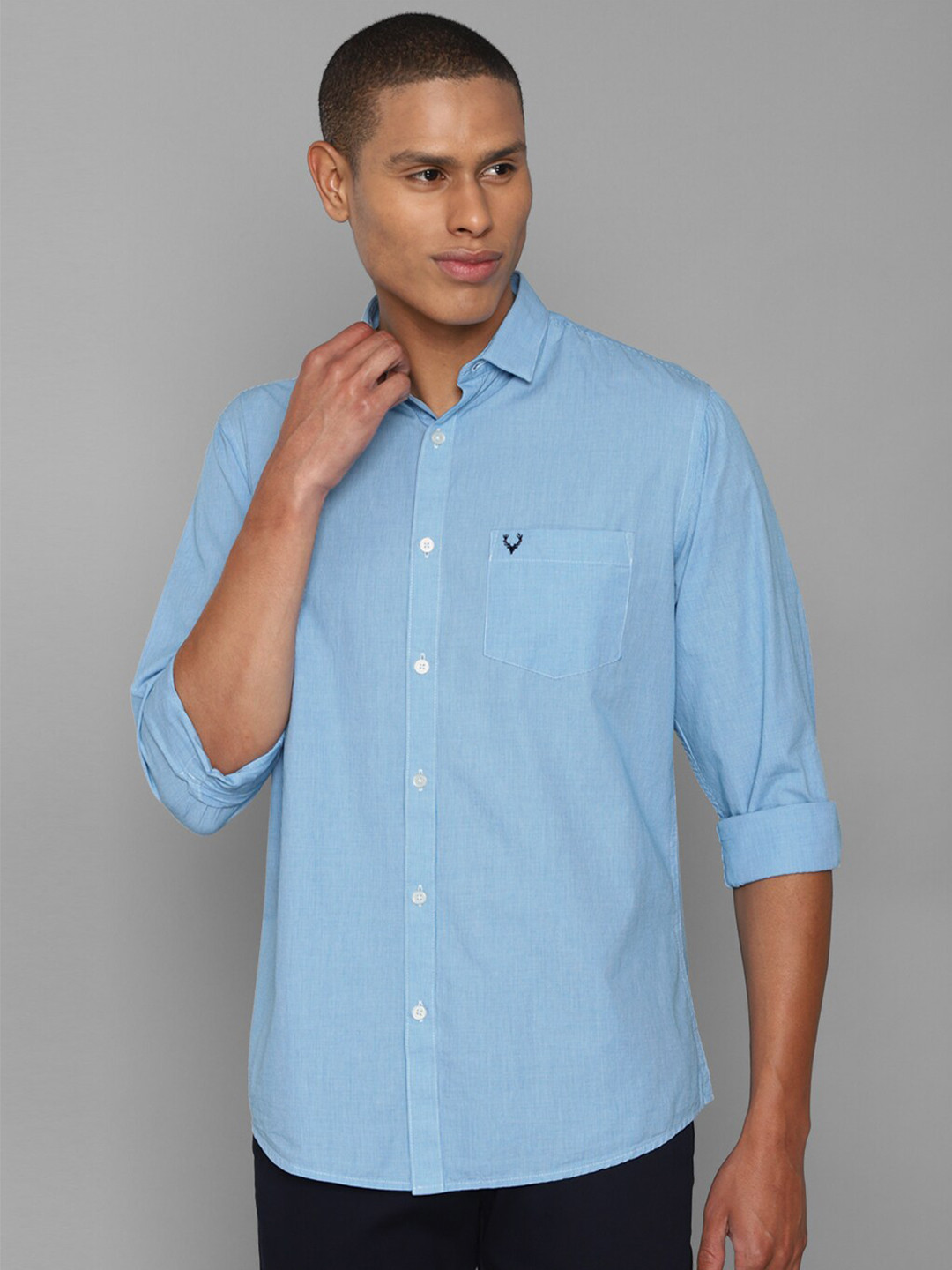 Buy Allen Solly Men Blue Slim Fit Pure Cotton Casual Shirt - Shirts for ...