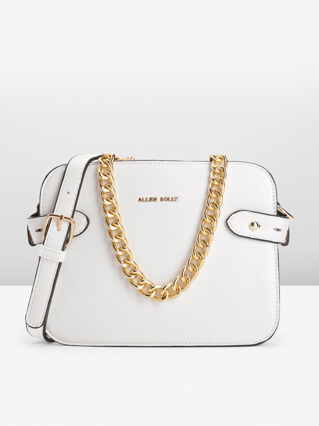 Buy Allen Solly Textured PU Structured Shoulder Bag With Strap Detail ...