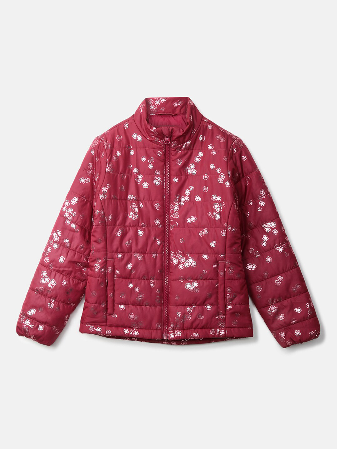 Buy United Colors Of Benetton Girls Maroon & Silver Toned Floral ...