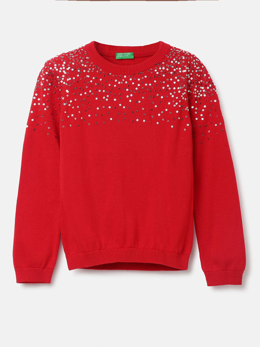 Buy United Colors Of Benetton Girls Red Sequinned Pullover Sweater ...