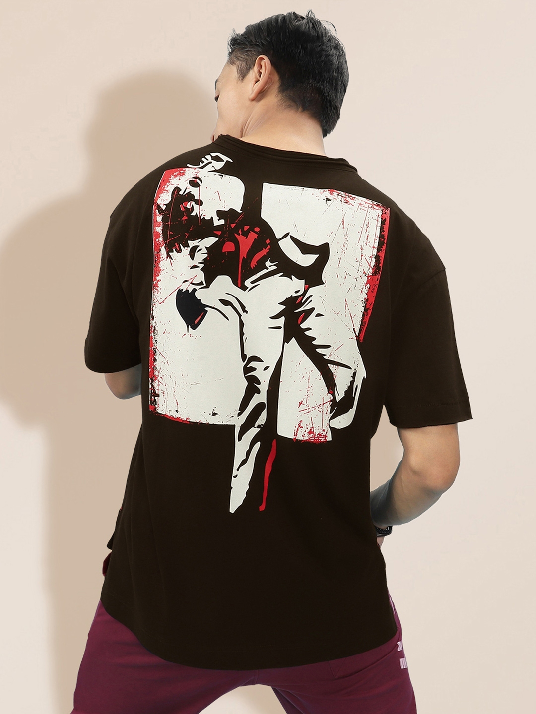 Buy KRA Men Black Printed Drop Shoulder Sleeves Pure Cotton Oversized T ... Buy KRA Men Black Printed Drop Shoulder Sleeves Pure Cotton Oversized T ...