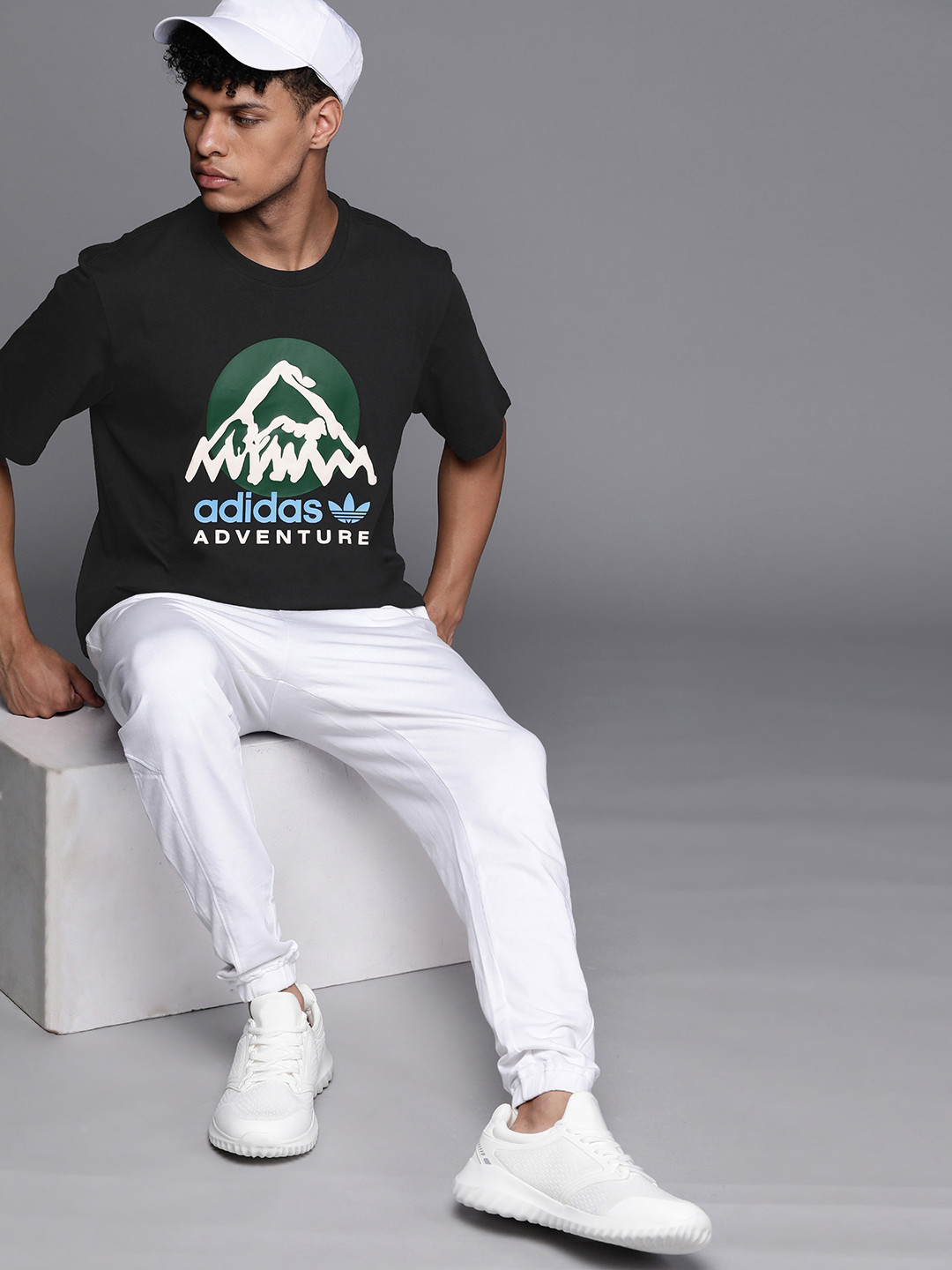 Buy ADIDAS Originals Men ADV MTN F Brand Logo Printed Pure Cotton T ...