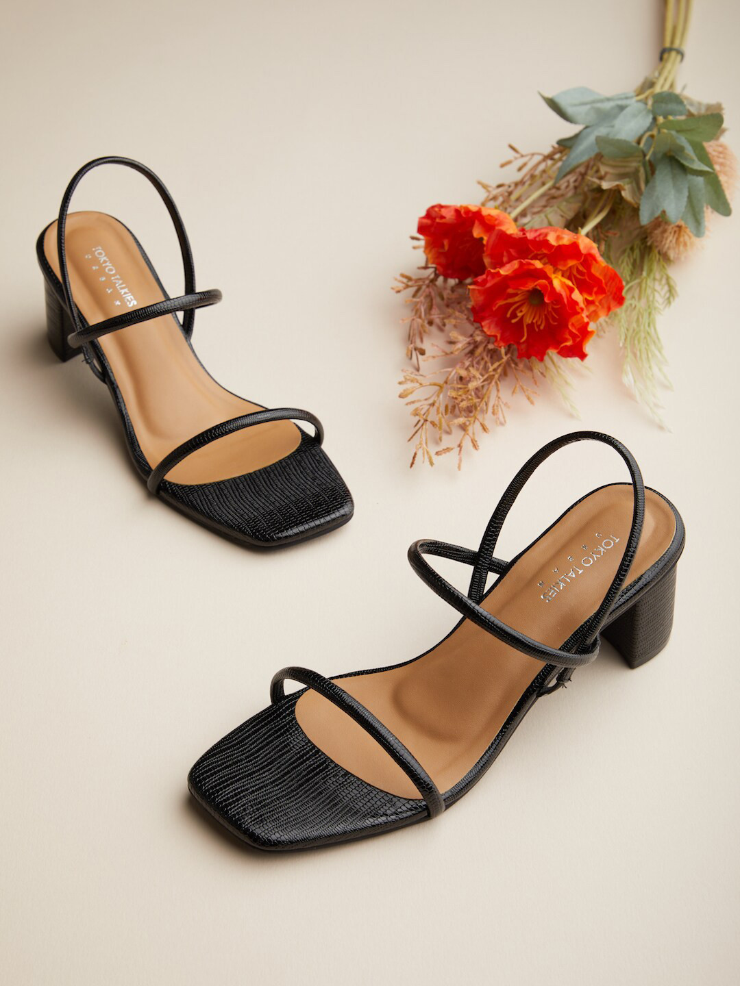 Buy Tokyo Talkies Women Black Block Square Toe Heels - Heels for Women ...