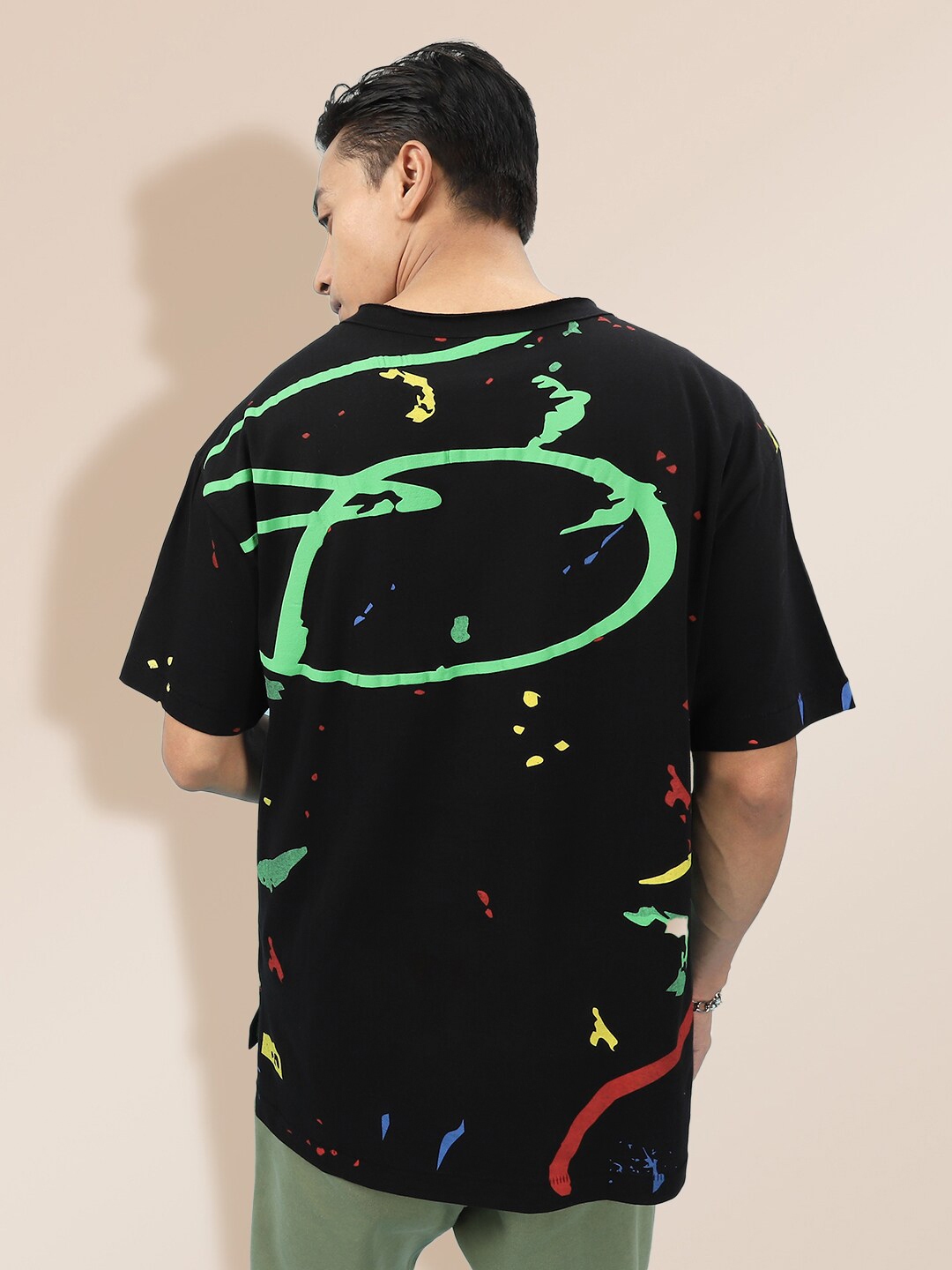 Buy KRA Men Black Printed Drop Shoulder Sleeves Pure Cotton Oversized T ... Buy KRA Men Black Printed Drop Shoulder Sleeves Pure Cotton Oversized T ...