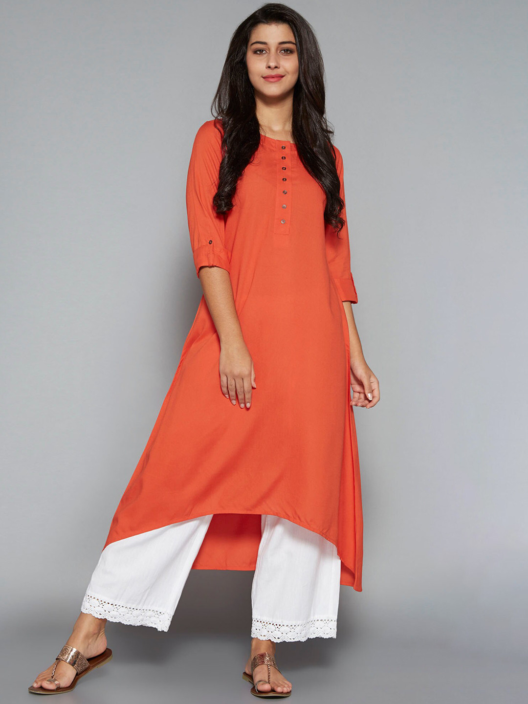 Buy Pistaa Women Orange Kurta - Kurtas for Women 20472686 | Myntra