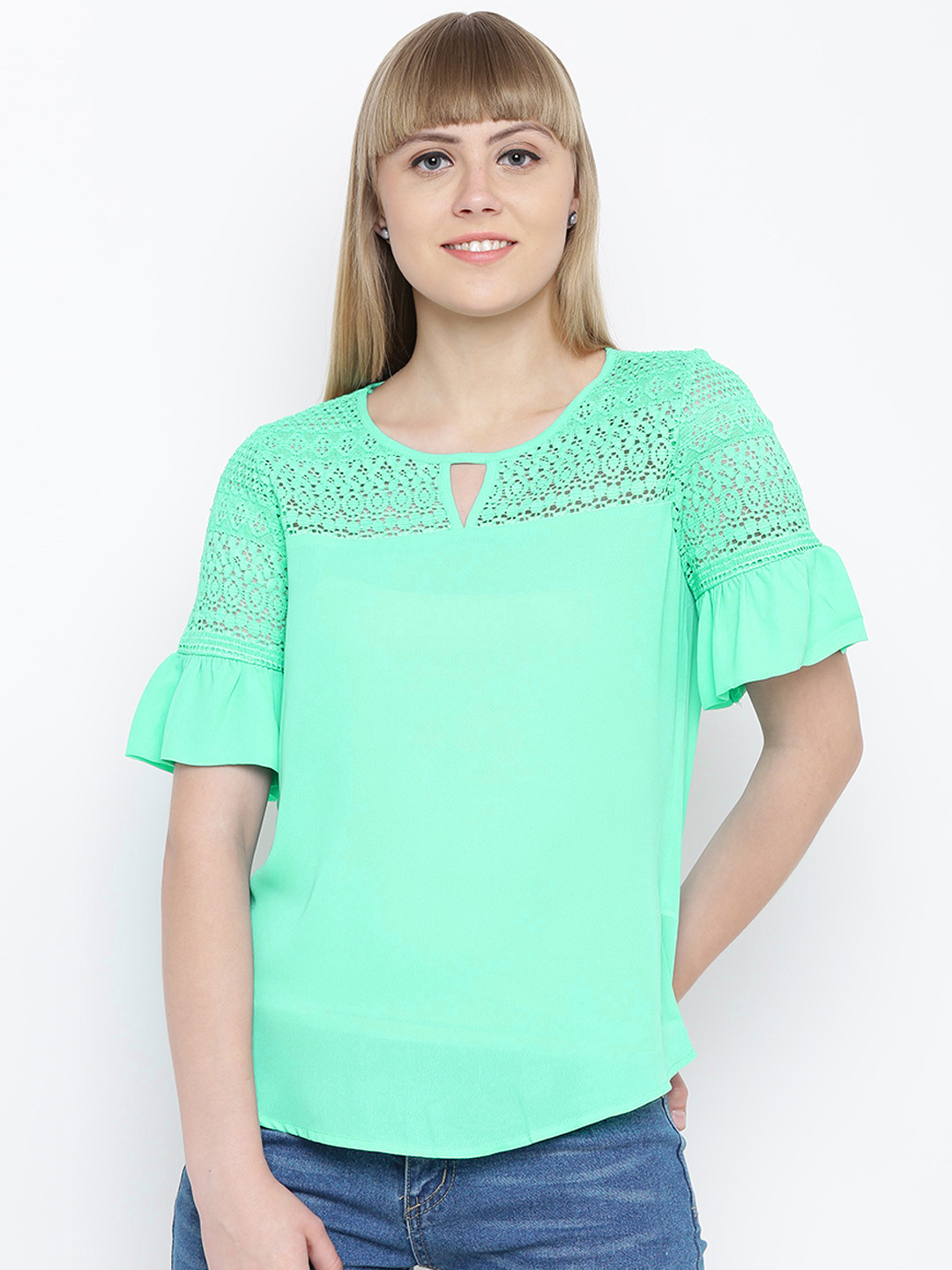 Buy Madame Women Green Lace Top - Tops for Women 2047345 | Myntra