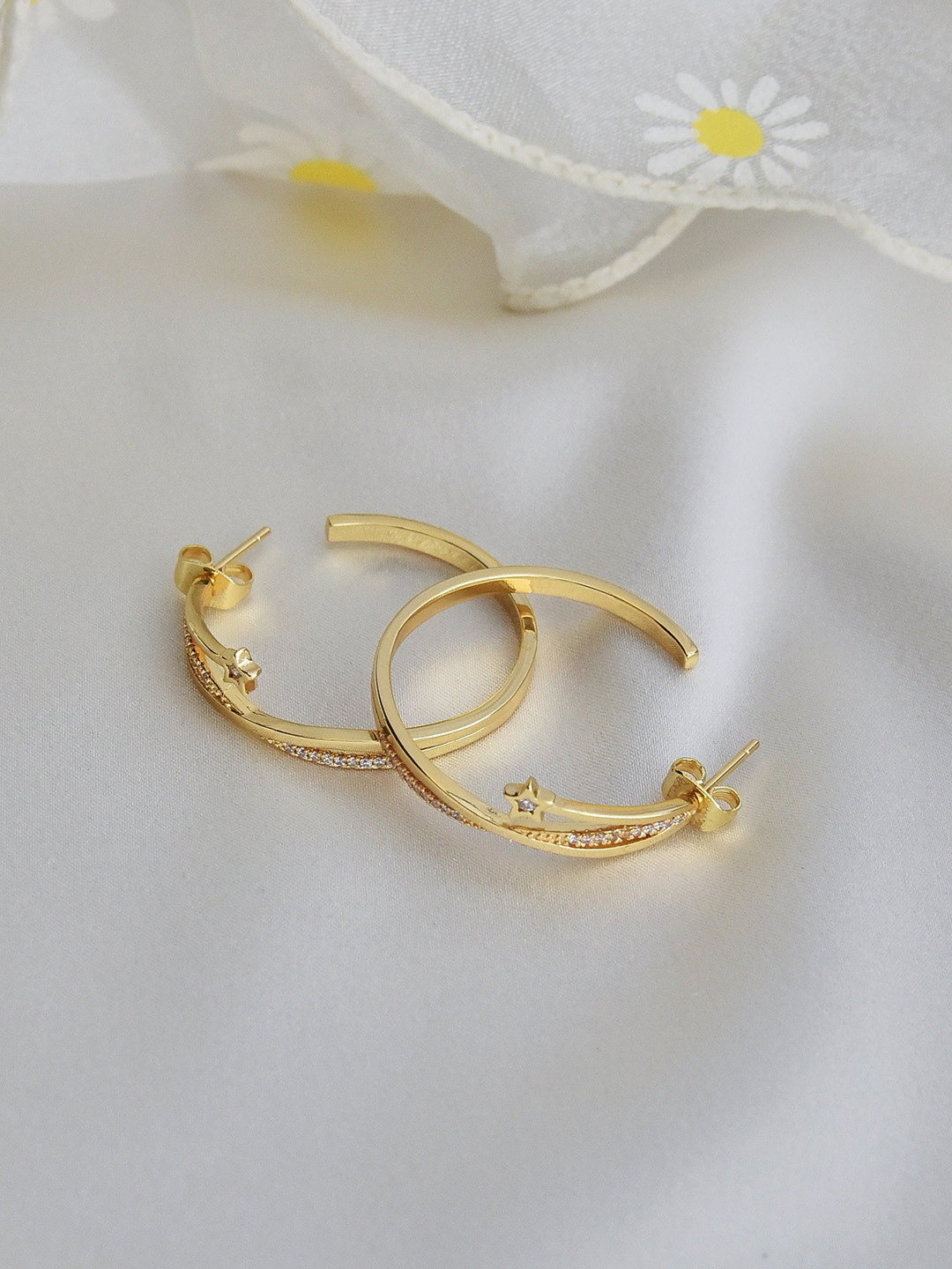 Buy Klissaa Gold Toned Contemporary Half Hoop Earrings - Earrings for ...
