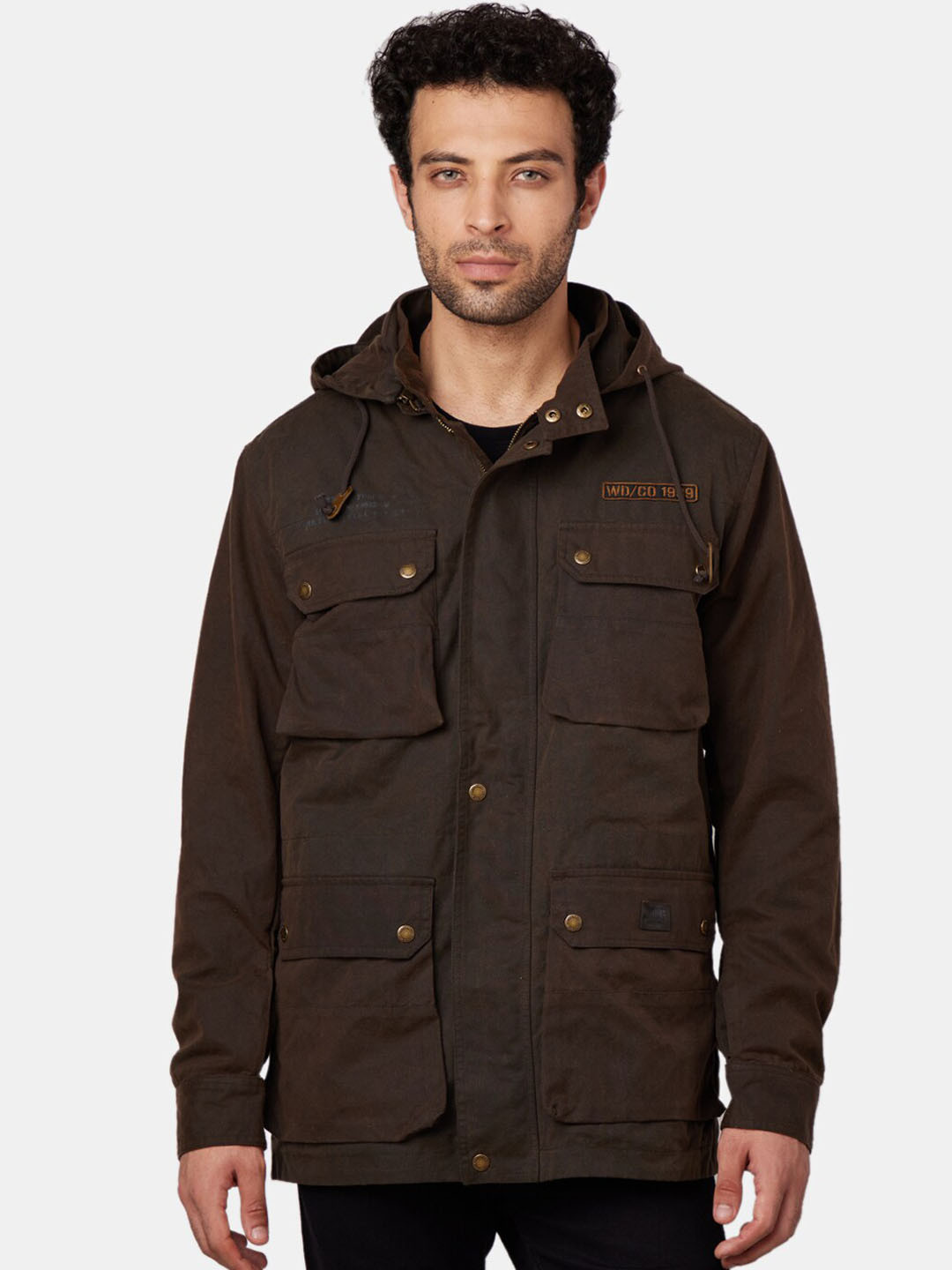 Buy Royal Enfield Men Brown Solid Parka Jacket - Jackets for Men ...