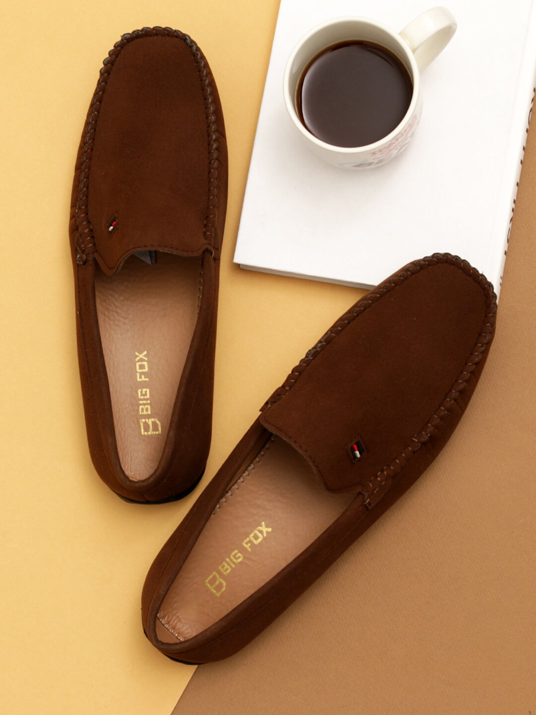 Buy Big Fox Men Brown Solid Suede Loafers - Casual Shoes for Men ...