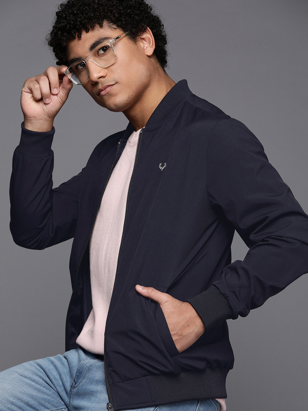 Buy Allen Solly Sport Men Navy Blue Bomber Jacket - Jackets for Men ...