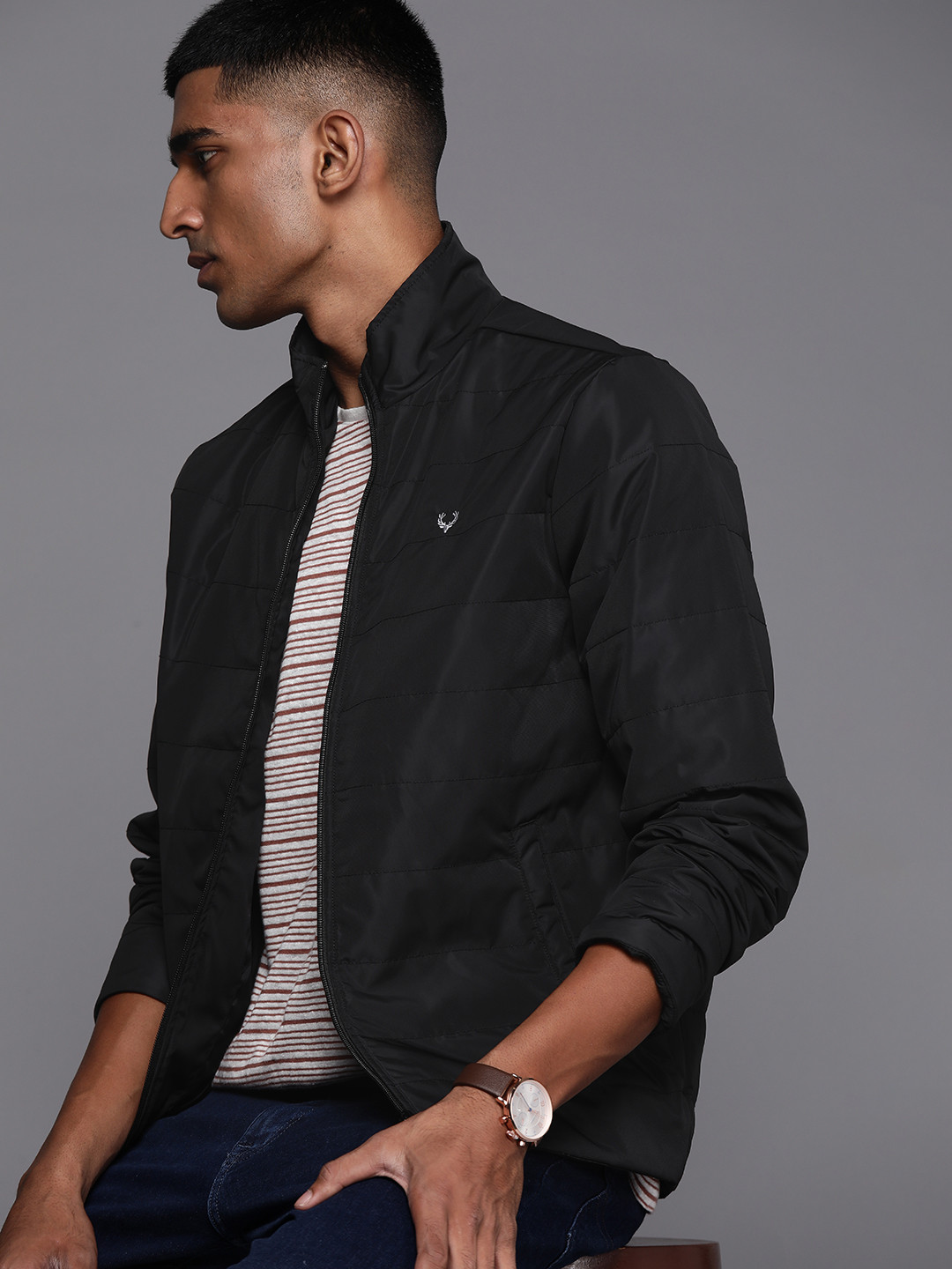 Buy Allen Solly Sport Men Black Solid Tailored Jacket - Jackets for Men ...