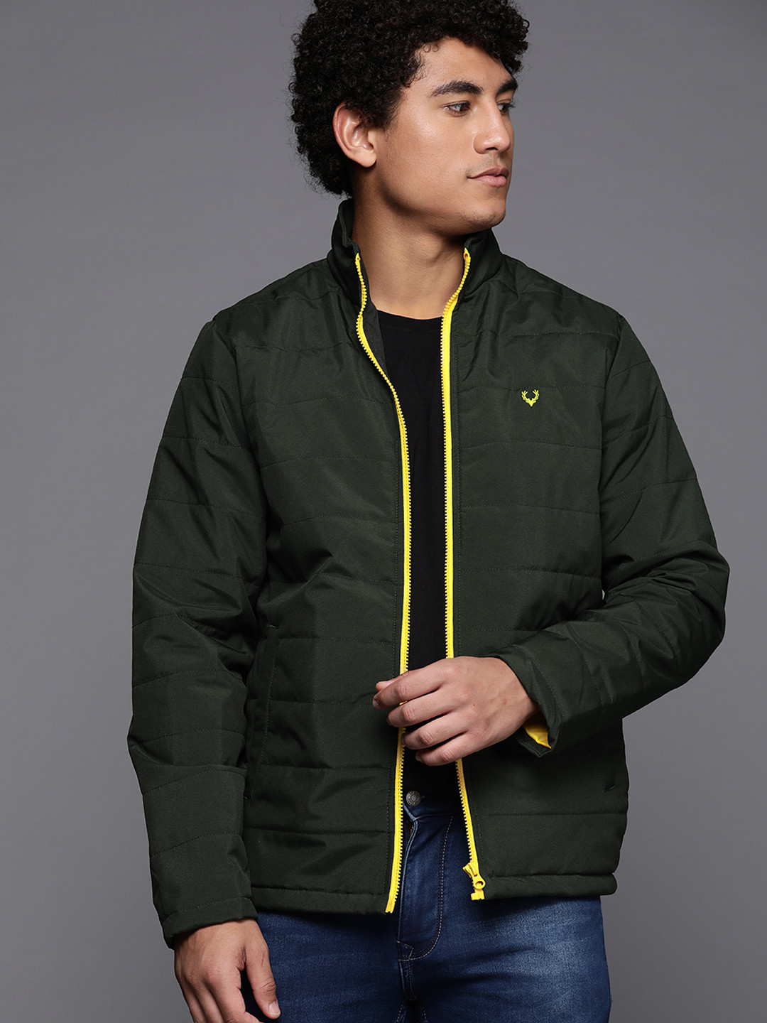 Buy Allen Solly Sport Olive Green Solid Padded Jacket - Jackets for Men ...