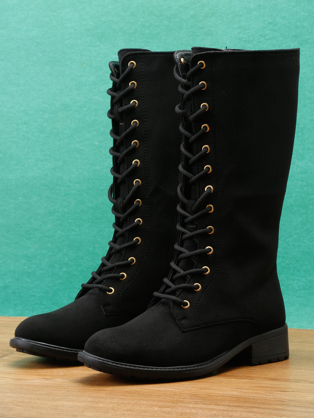 Buy Roadster Women Black Laceup High Top Boots - Boots for Women ...