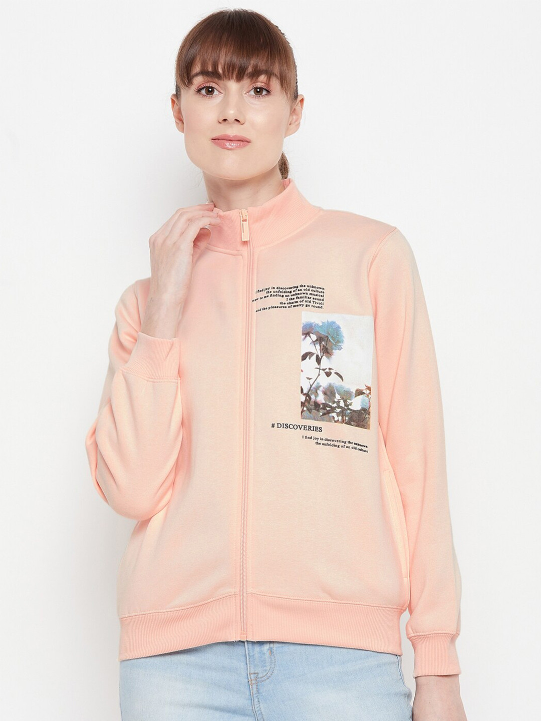 Buy Madame Women Peach Coloured Printed Sweatshirt - Sweatshirts for ...