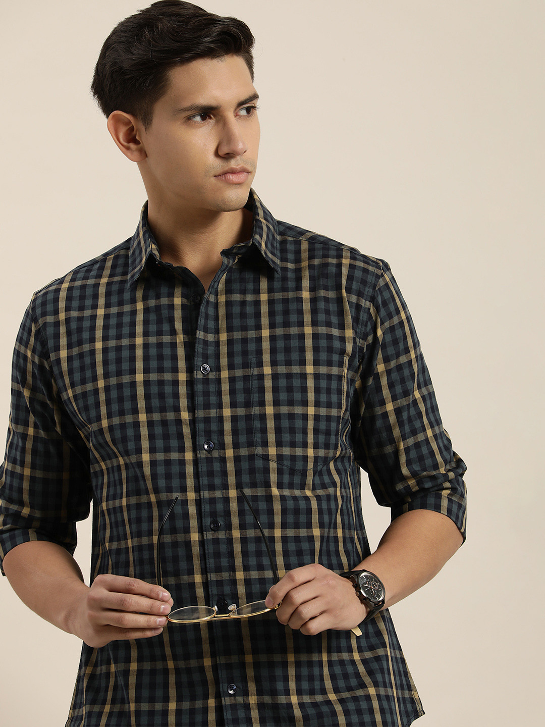 Buy INVICTUS Men Pure Cotton Sport Slim Fit Checked Casual Shirt ...