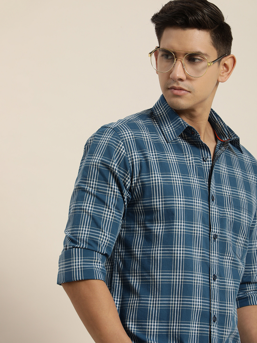 Buy INVICTUS Men Pure Cotton Sport Slim Fit Checked Casual Shirt ...