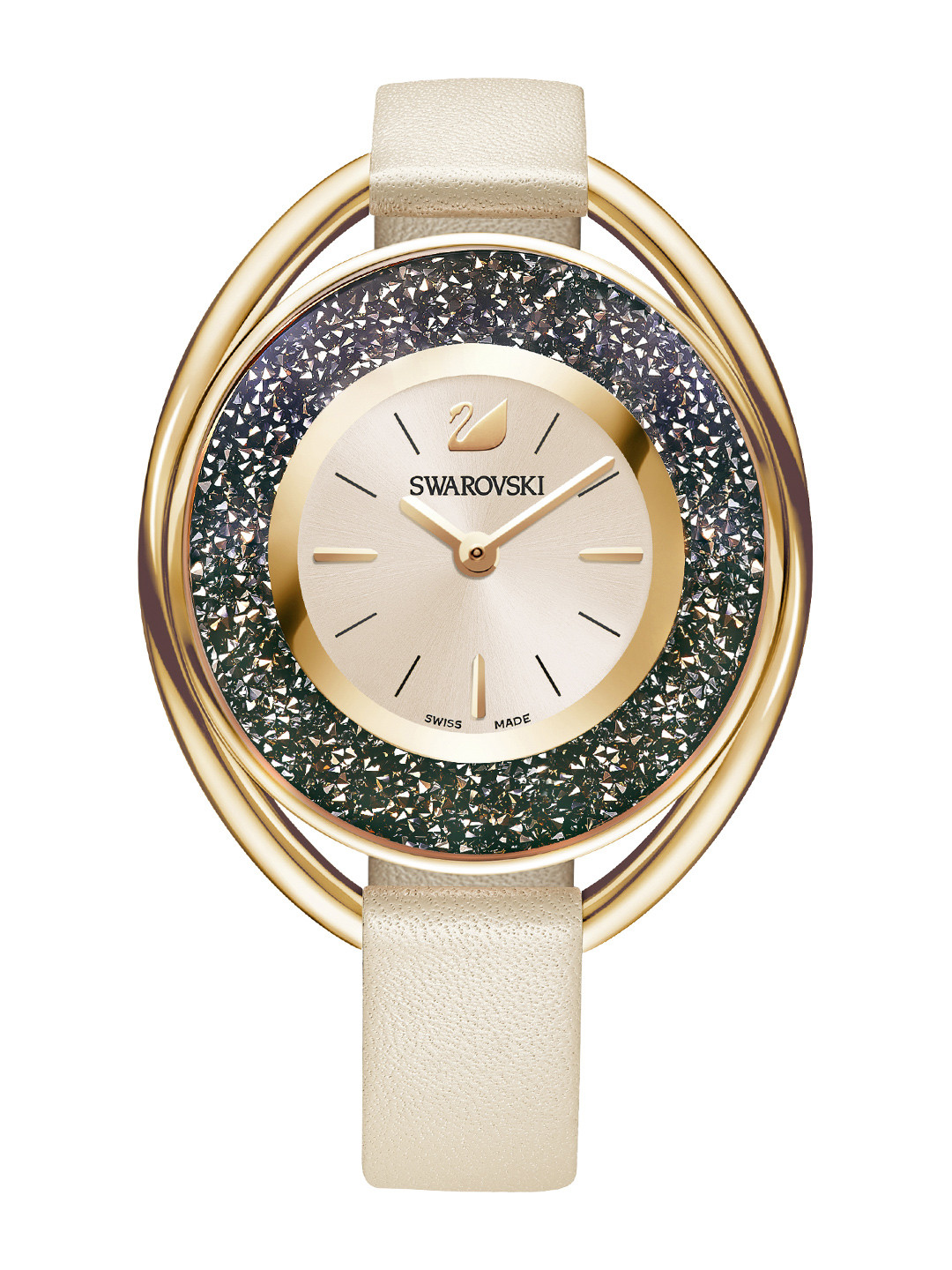 Buy SWAROVSKI Women Pink & Black Crystalline Oval Watch - Watches for ...