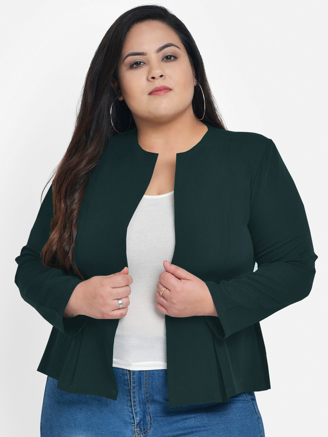 Buy Wild U Women Green Solid Open Front Blazers - Blazers for Women ...
