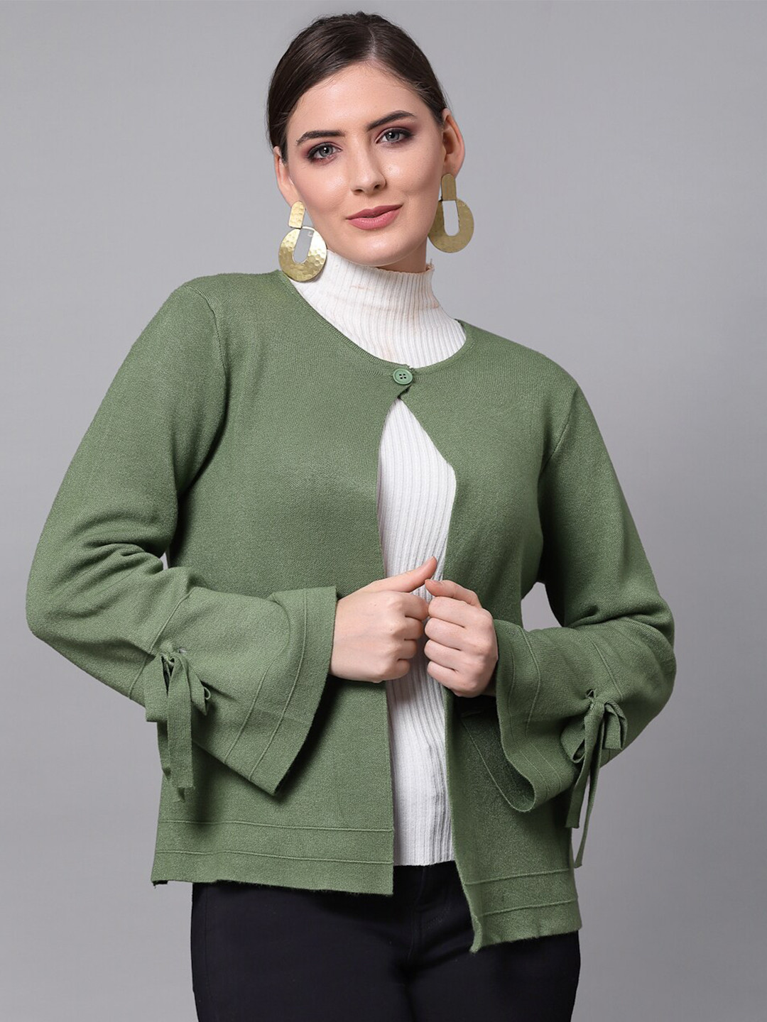 Buy Mafadeny Women Green Shrug - Shrug for Women 20493892 | Myntra