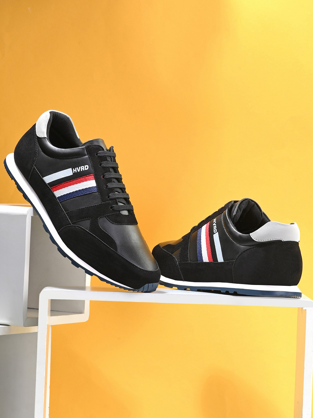 Buy Harvard Men Black & White Colourblocked Mesh Lace Up Sneakers ...
