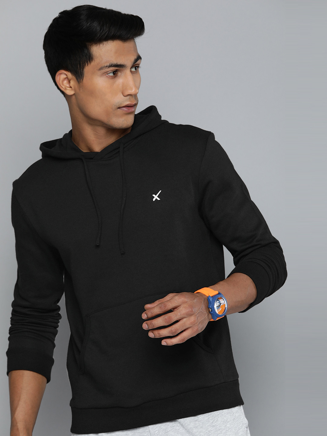 Buy HRX By Hrithik Roshan Men Black Solid Hooded Sweatshirt ...