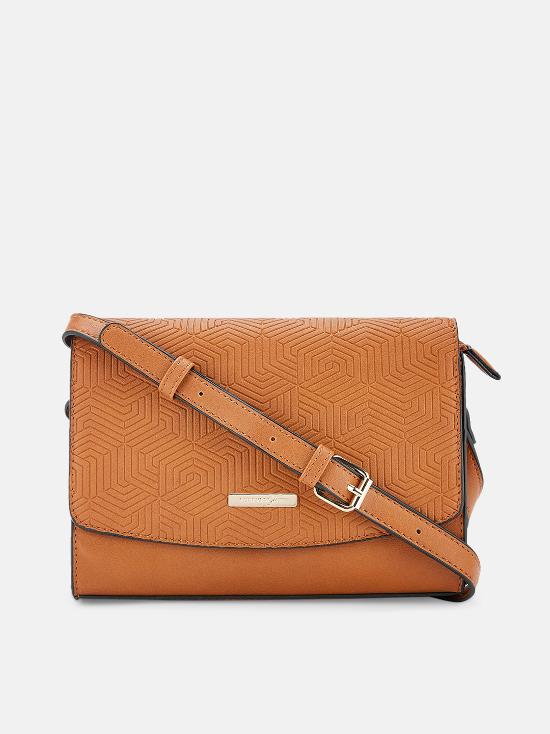 Buy Forever Glam By Pantaloons Tan Textured PU Structured Sling Bag ...