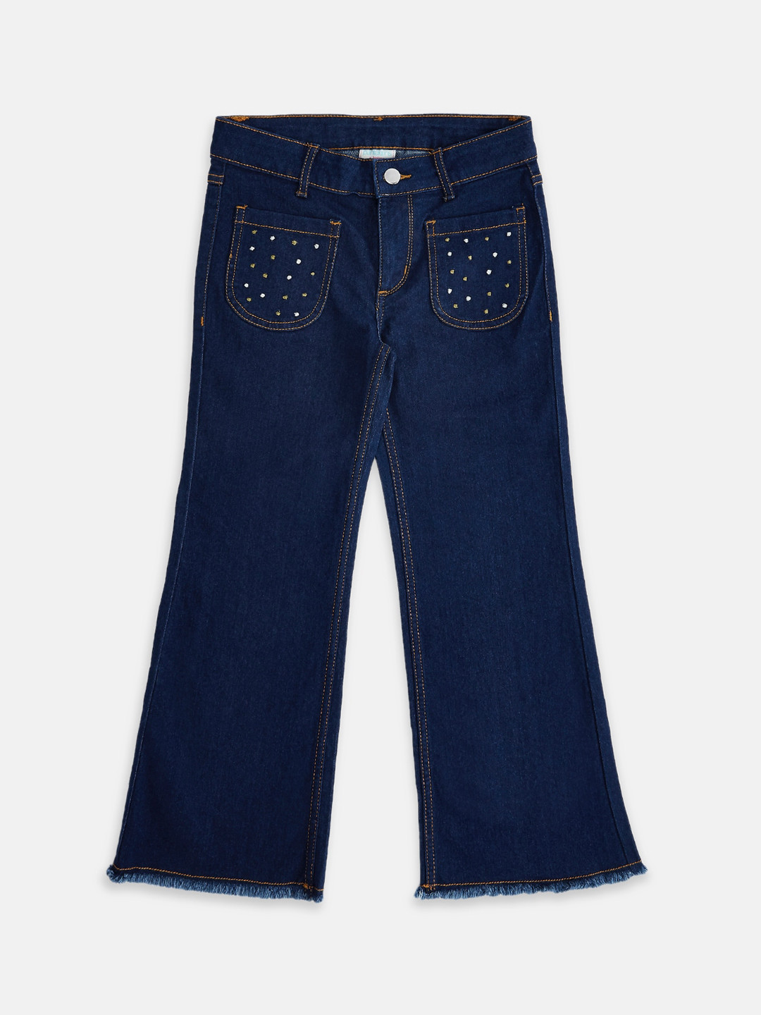 Buy Pantaloons Junior Girls Navy Blue Flared Cotton Jeans - Jeans for ...