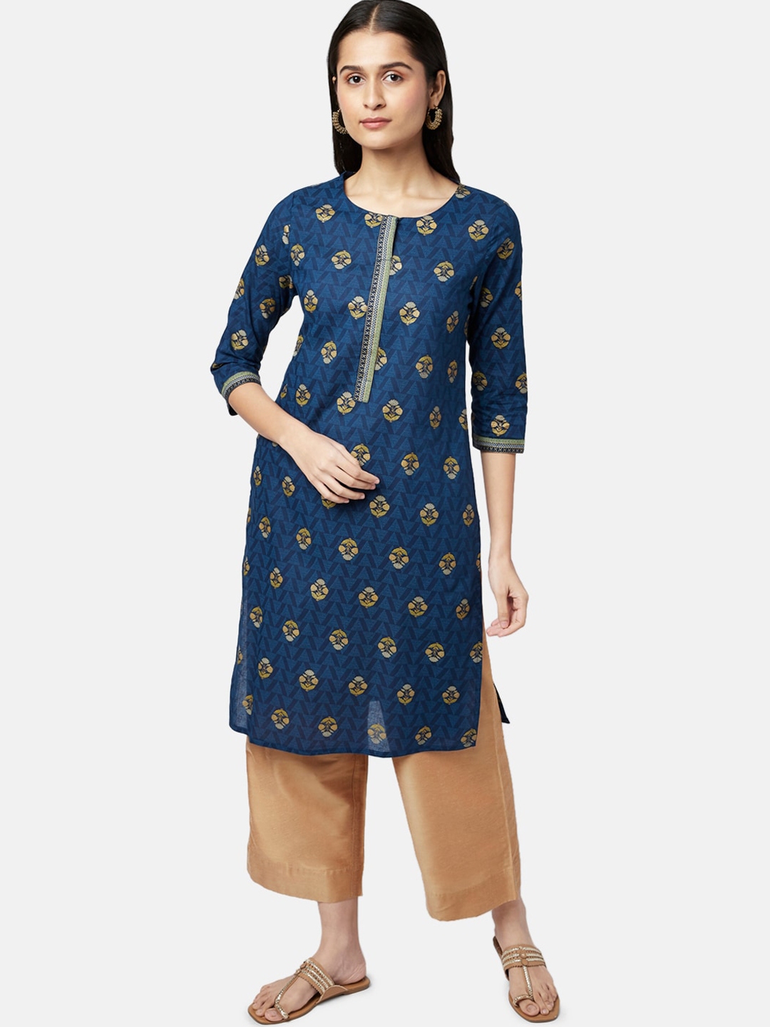 Buy Rangmanch By Pantaloons Women Blue Ethnic Motifs Printed Thread