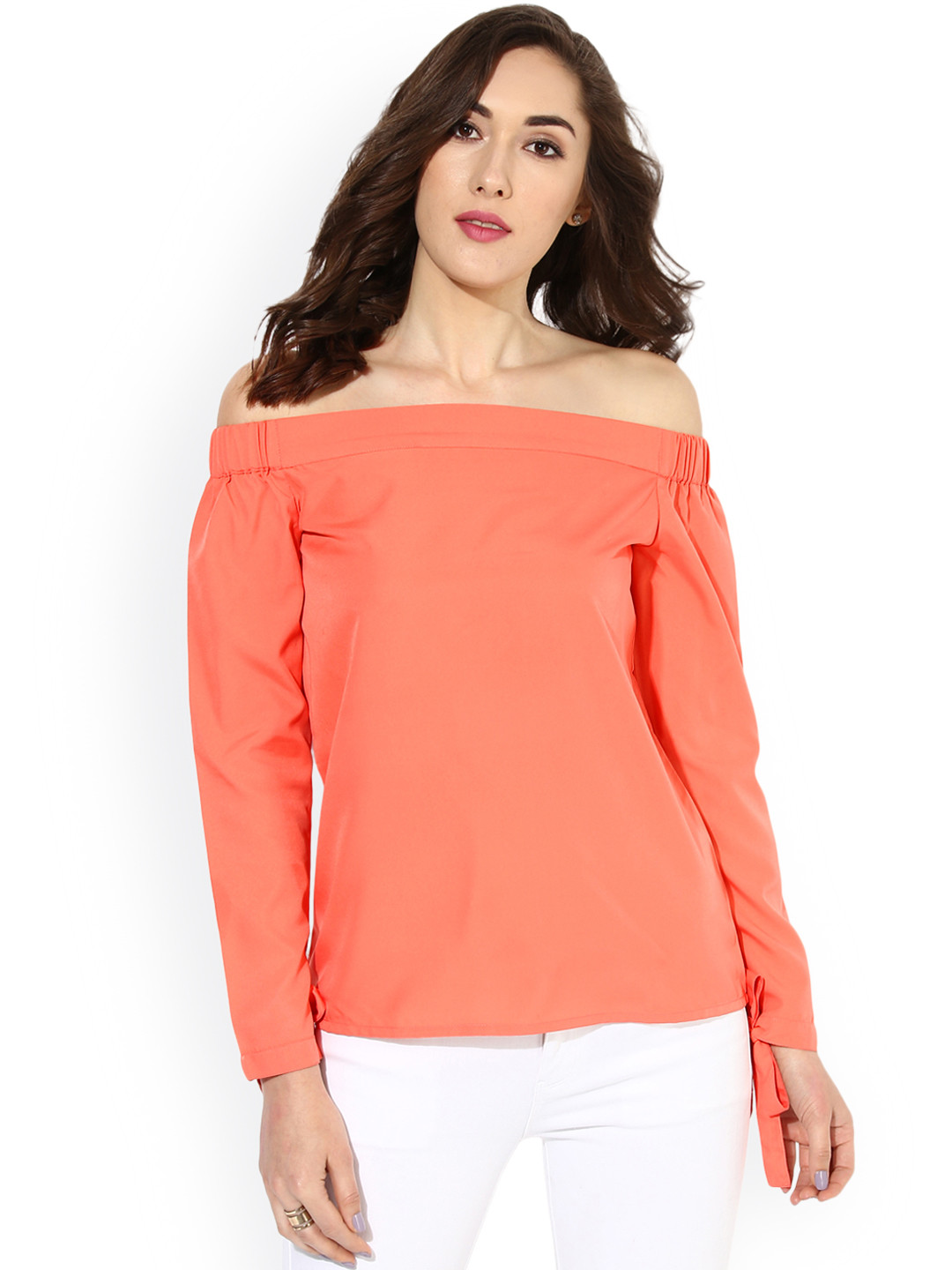 Buy Besiva Women Orange Solid Off Shoulder Top - Tops for Women 2049795 ...
