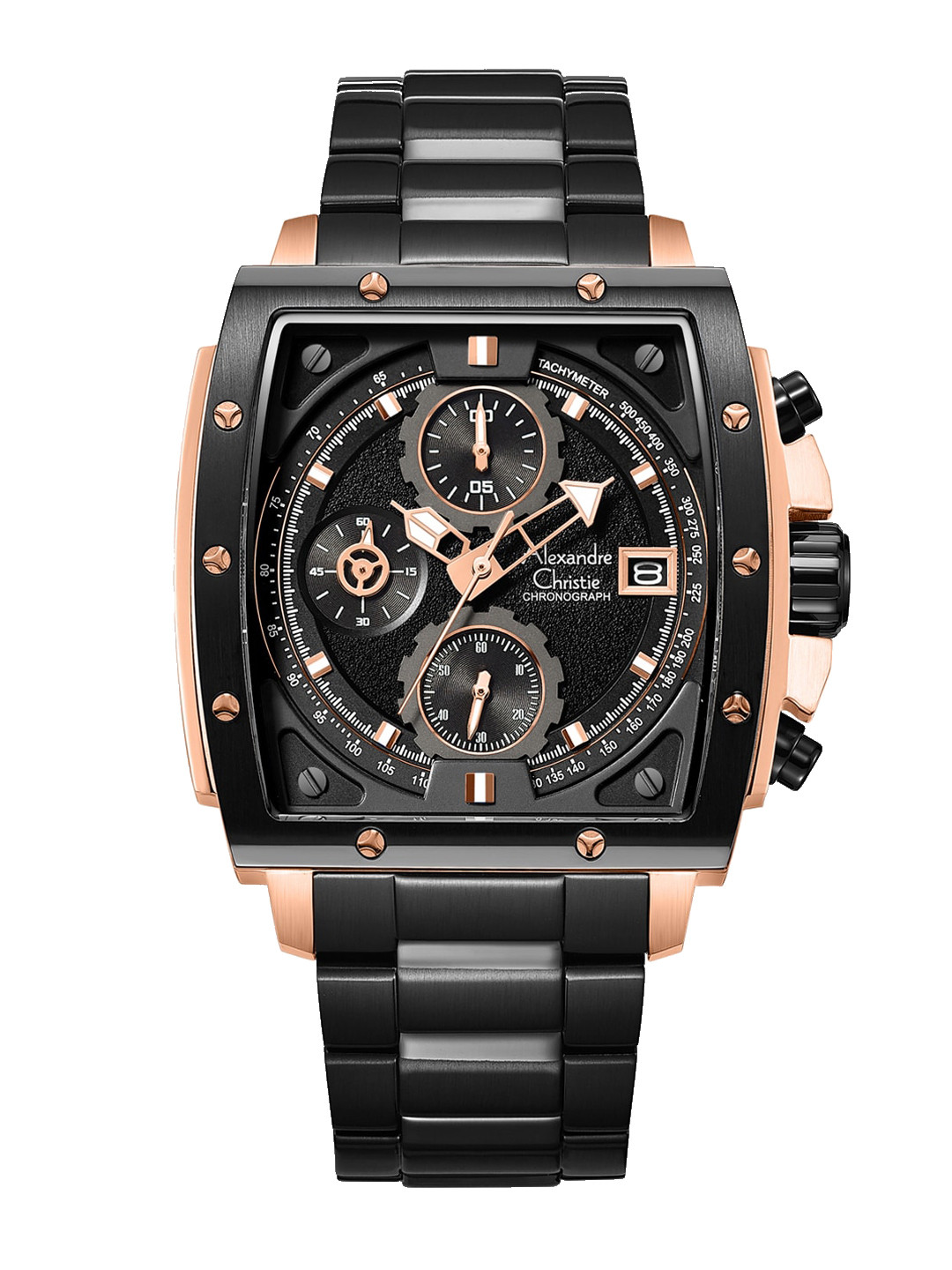 Buy Alexandre Christie Men Black Stainless Steel Bracelet Style ...