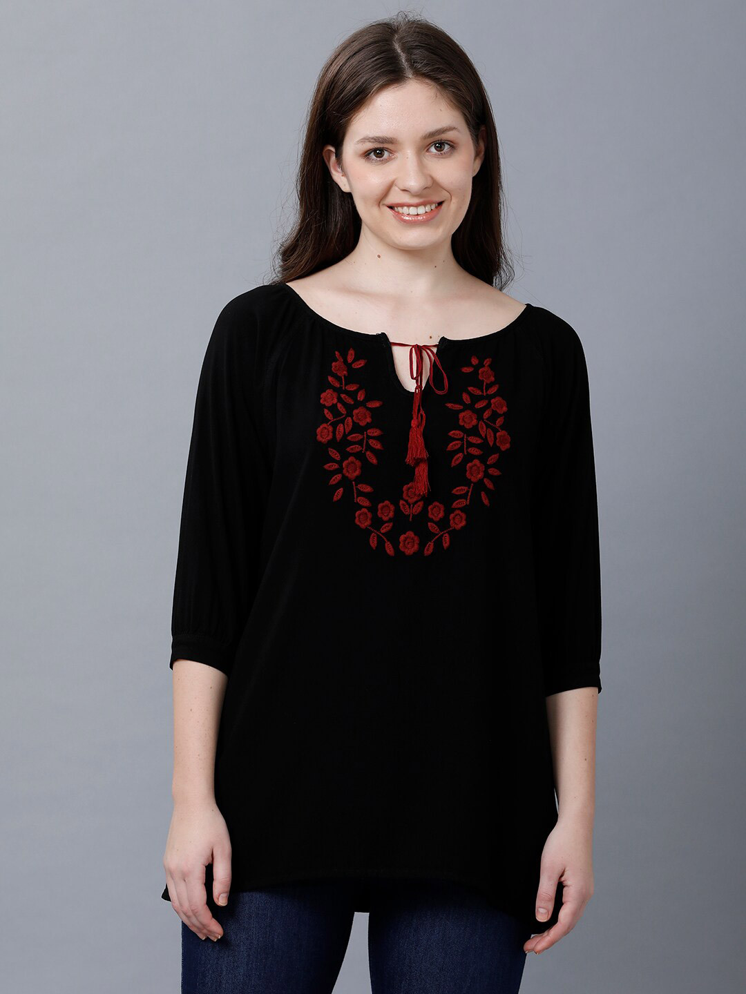 Buy IDENTITI Black & Red Tunic - Tunics for Women 20499118 | Myntra