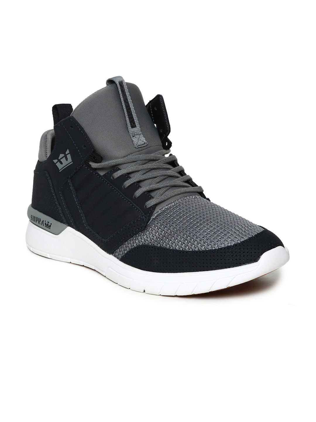 Buy Supra Men Grey Colourblocked Leather Mid Top Sneakers - Casual ...