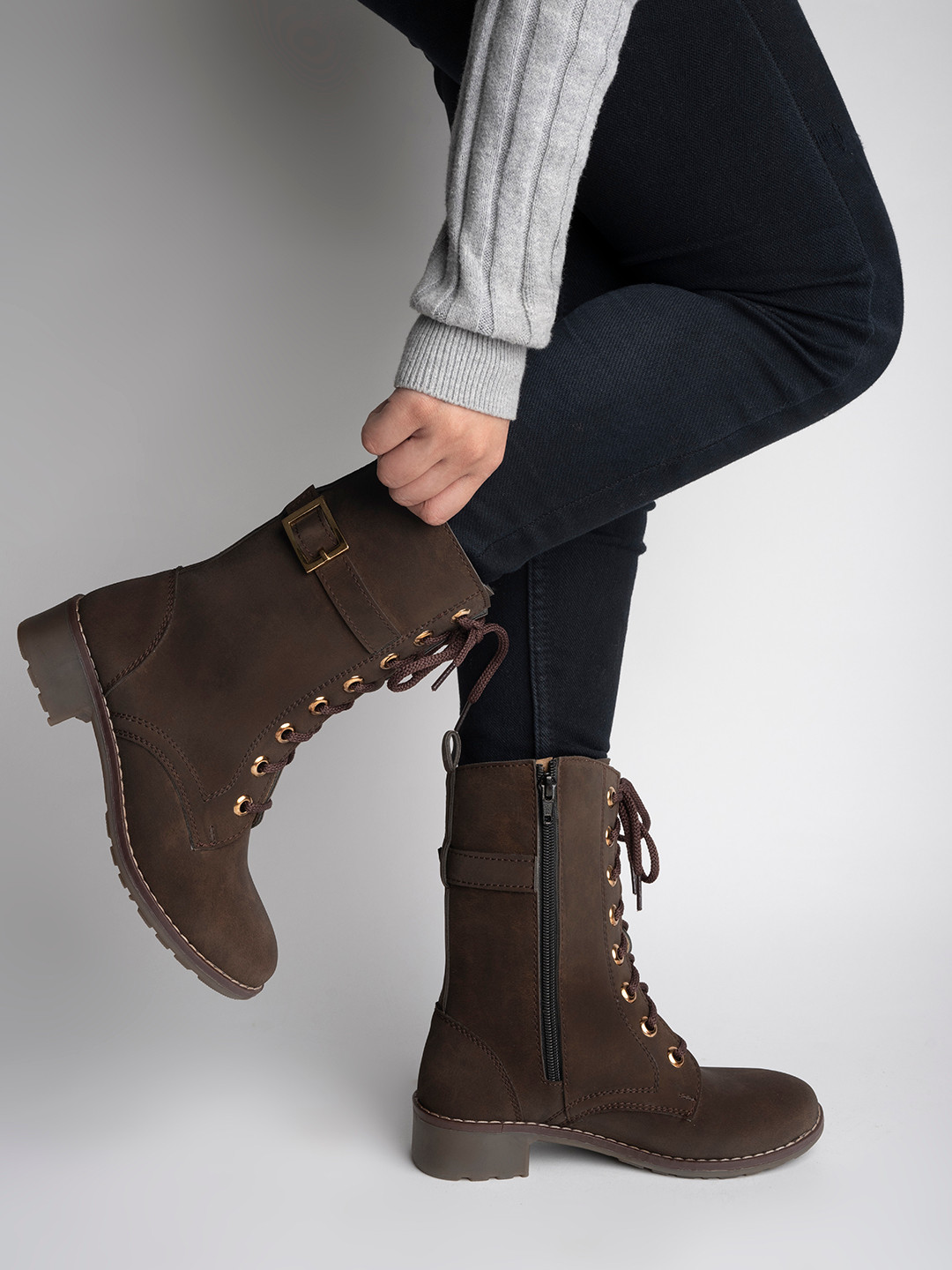 Buy Shoetopia Women Brown Solid Regular Boots - Boots for Women ...