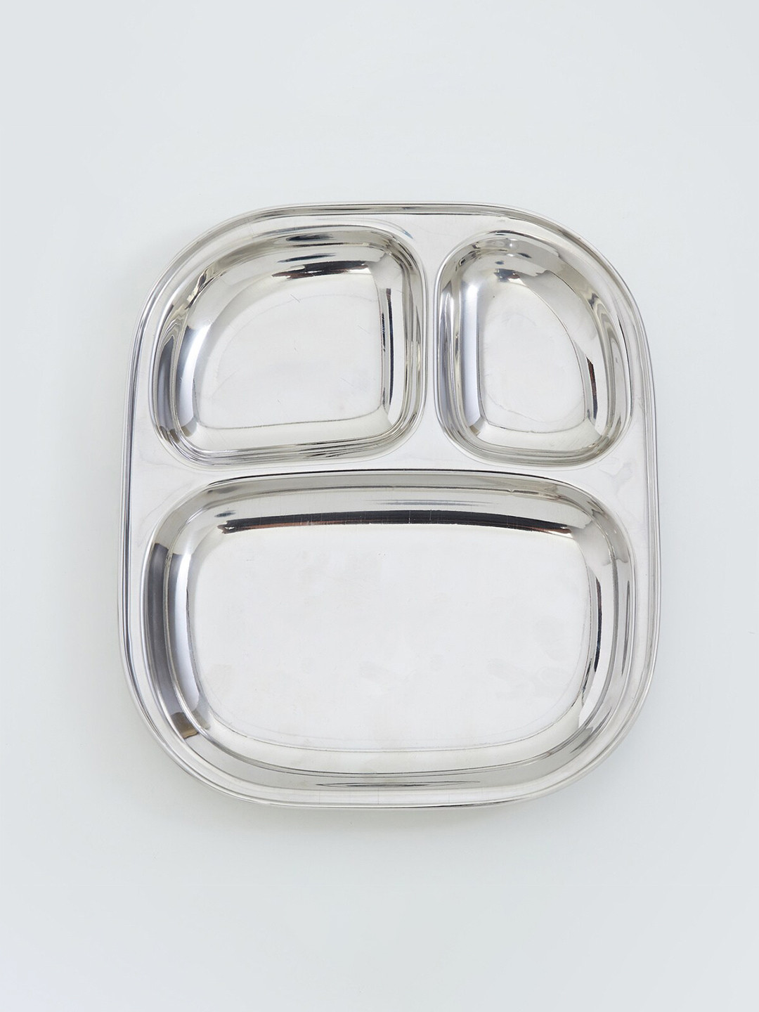 Buy Home Centre Silver Toned & 1 Pieces Stainless Steel Matte Plates ...