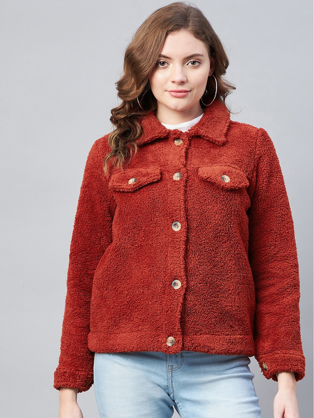 Buy StyleStone Women Red Fleece Lightweight Outdoor Winter Jacket ...