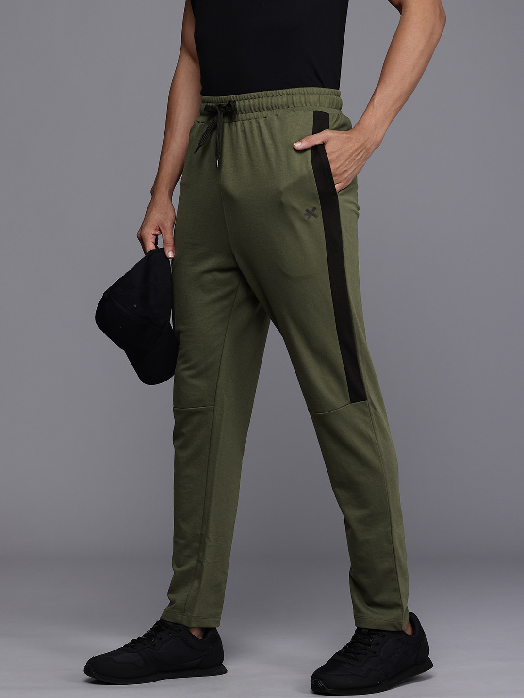 Buy HRX By Hrithik Roshan Men Striped Thyme Terry Track Pants - Track ...