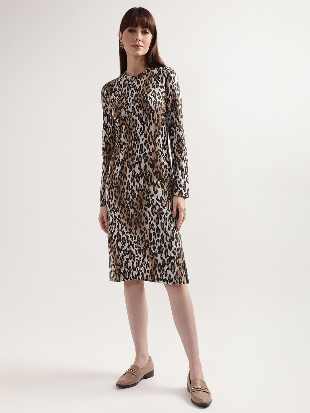 Buy GANT Brown & Black Animal Sheath Dress - Dresses for Women 20504450 ...