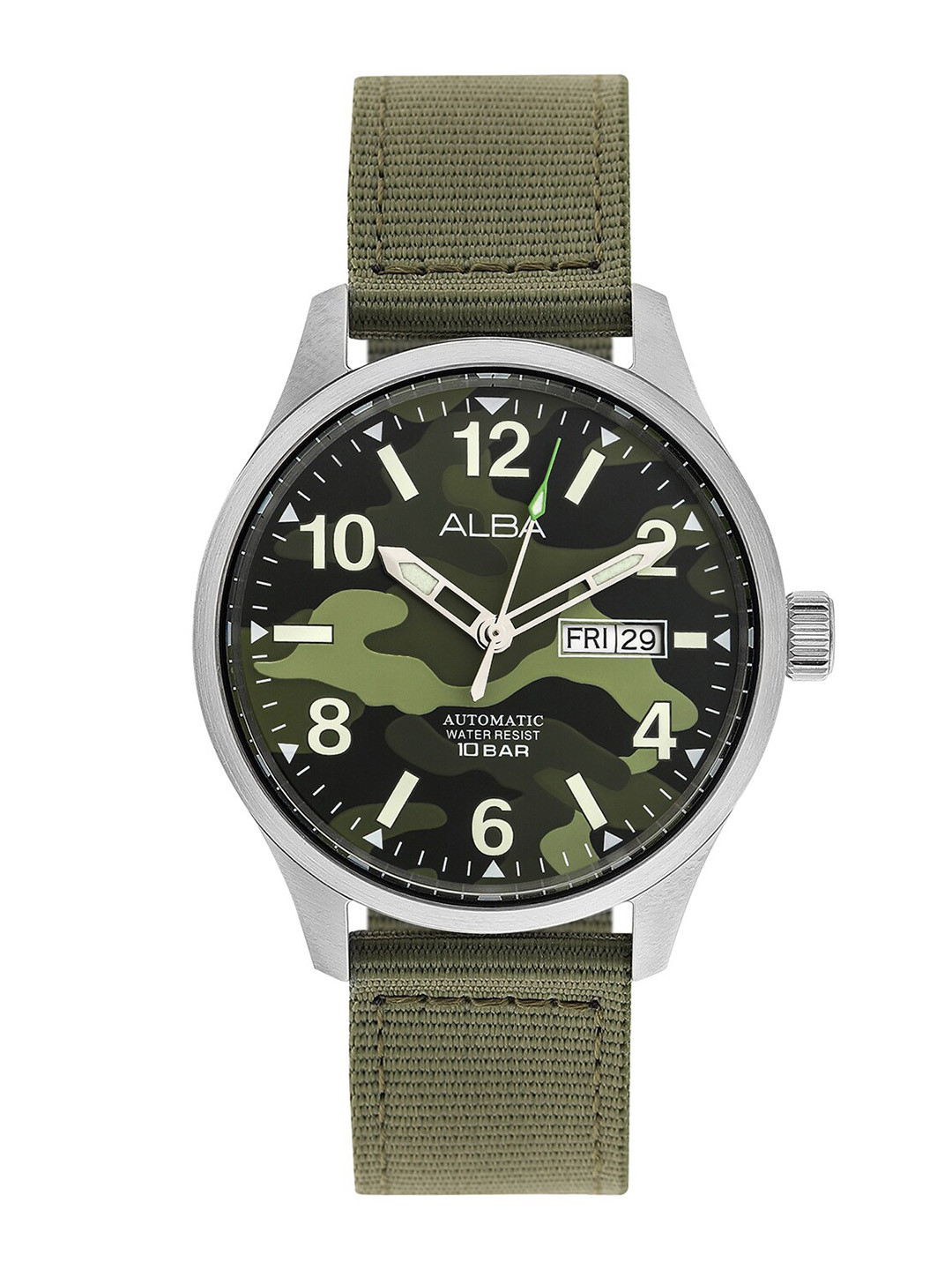 Buy Alba Men Green & Silver Printed Dial & Green Straps Analogue Watch ...