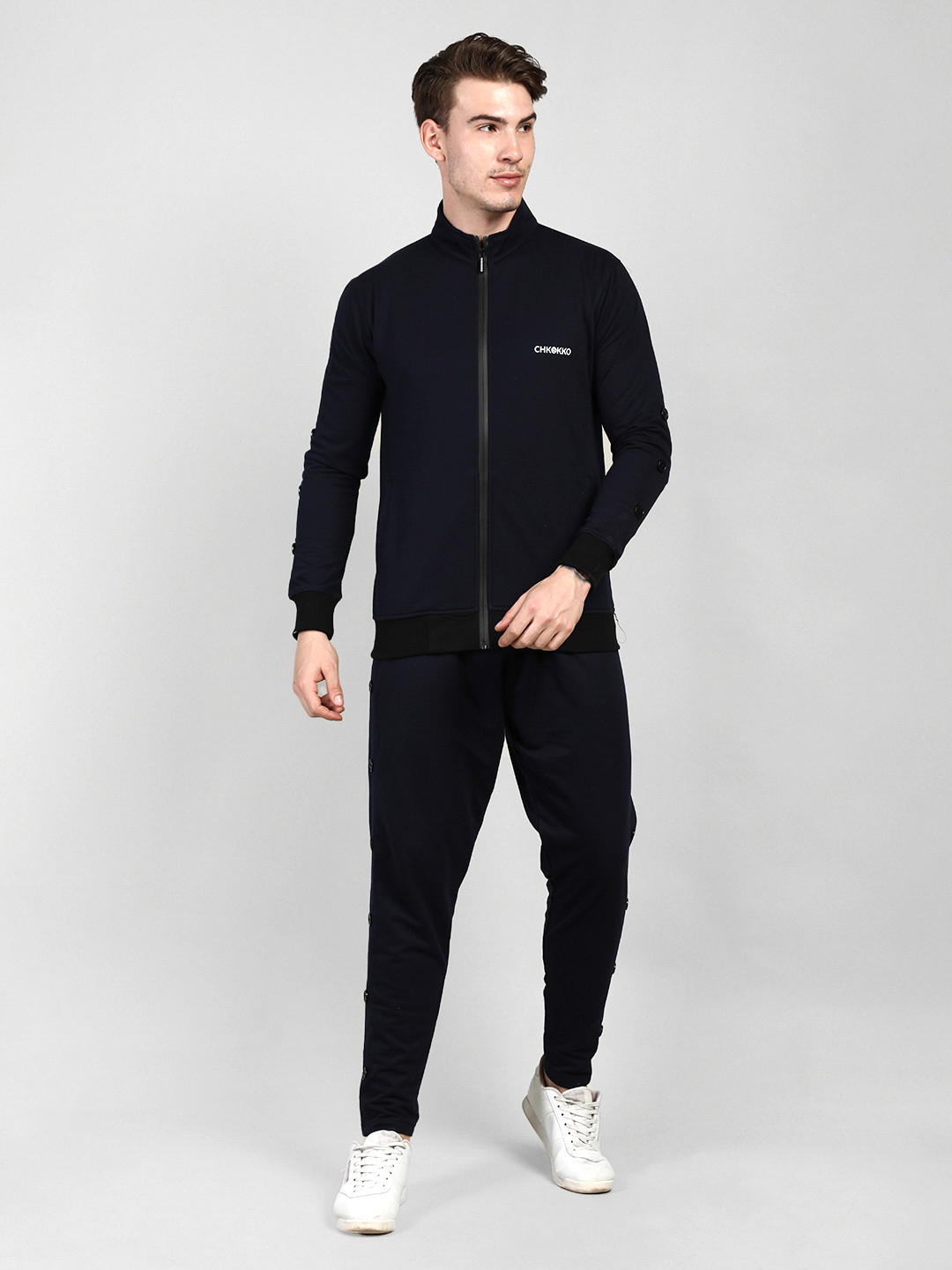 Buy CHKOKKO Men Navy Blue Casual Tracksuit - Tracksuits for Men ...