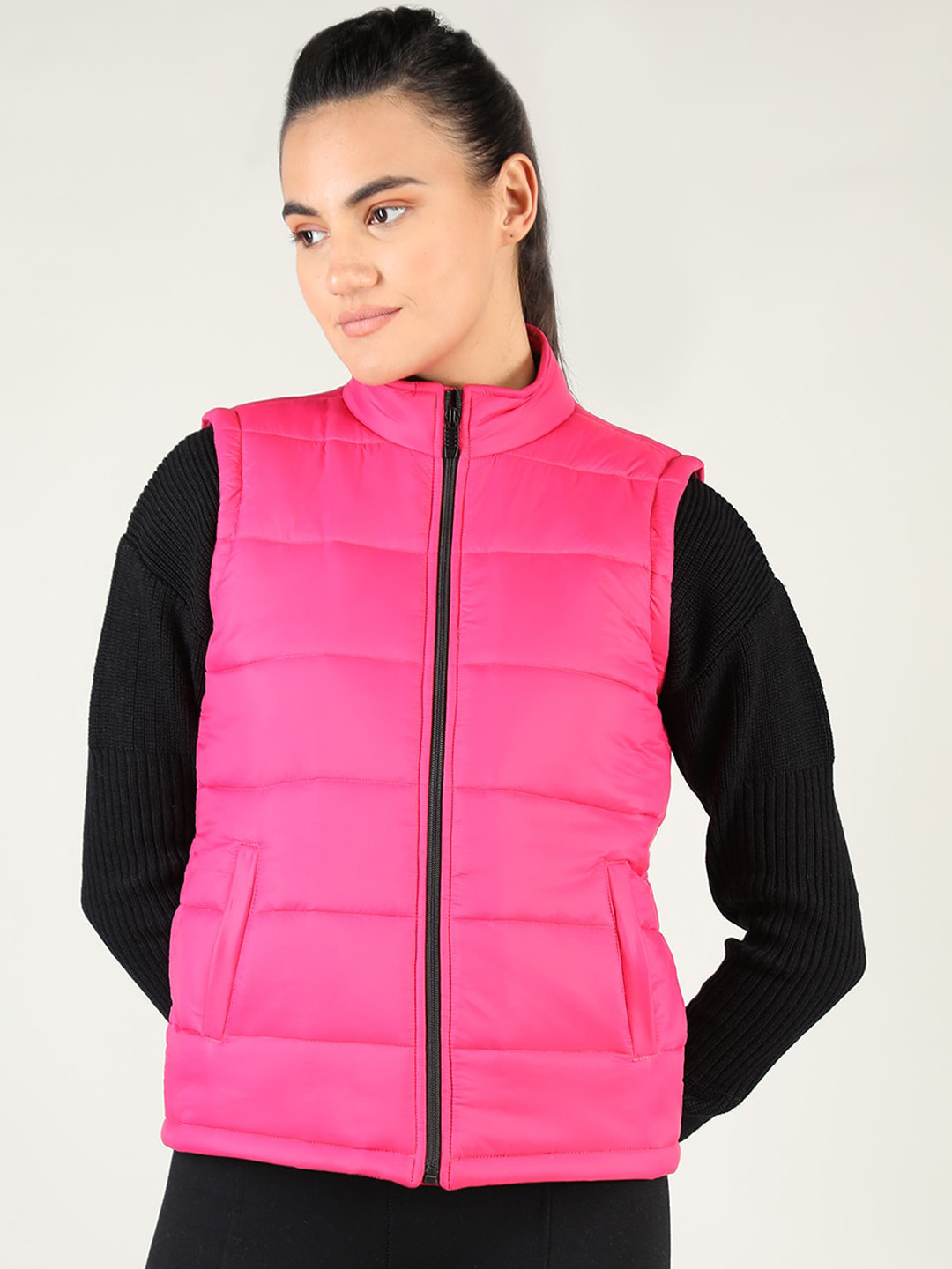 Buy CHKOKKO Women Pink Lightweight Outdoor Padded Jacket - Jackets for ...